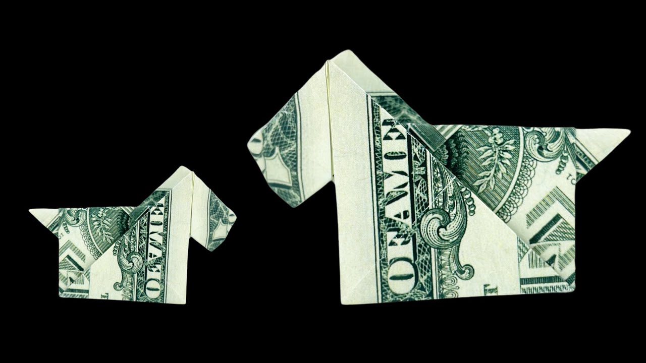 Easy Origami Dollar Bill Dog Dollar Origami PUPPY Dog Made With REAL