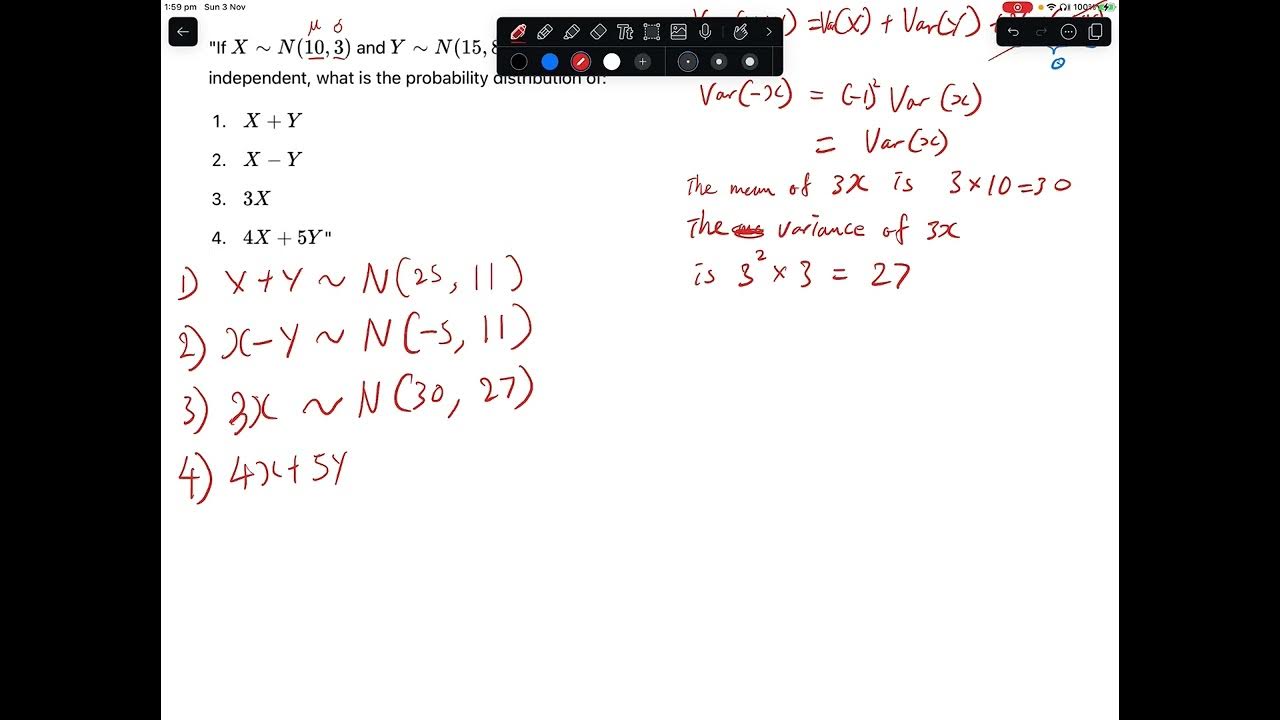 Probability distributions, normal distributions and linear combinations ...