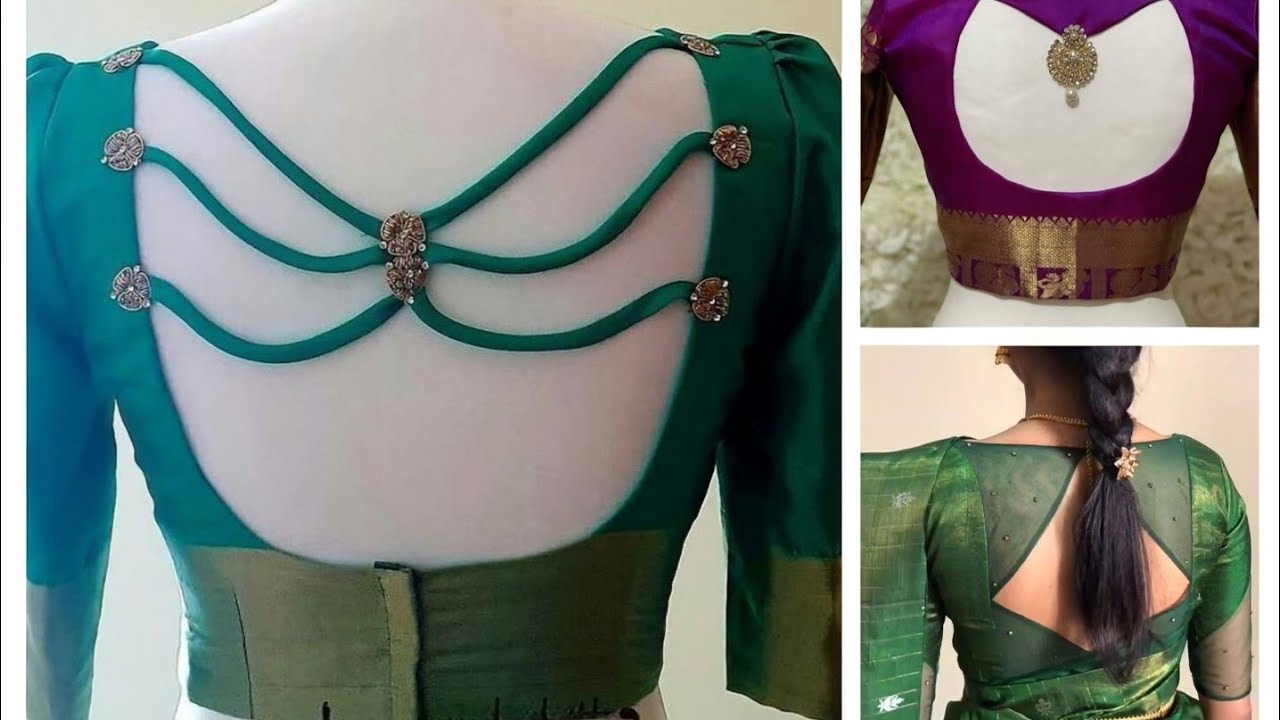 very beautiful new latest back neck blouse design poster video blouse ...