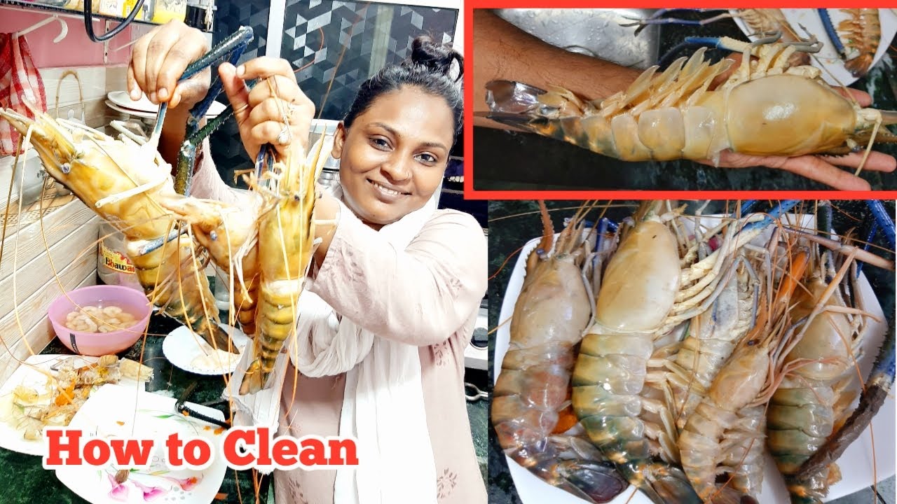 How To Clean Large Prawns🍤 [ Shrimp ] Easy Way To Clean Big Prawns ...