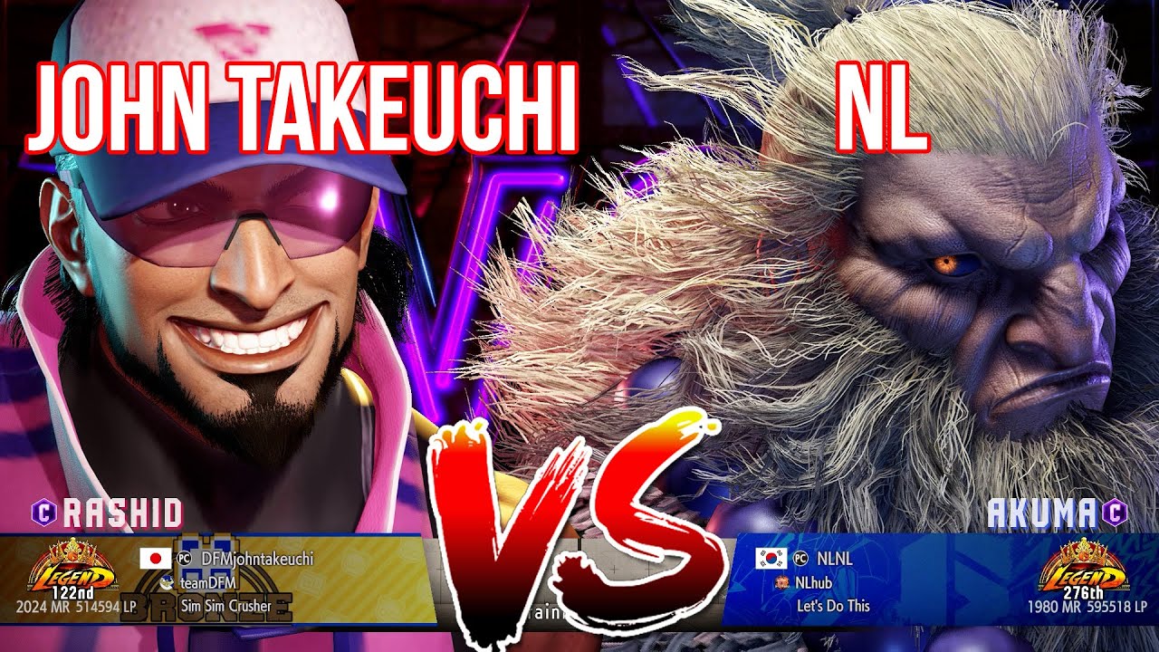 SF6 JOHN TAKEUCHI (#3 Ranked Rashid) vs NL (Akuma) High Level Gameplay ...