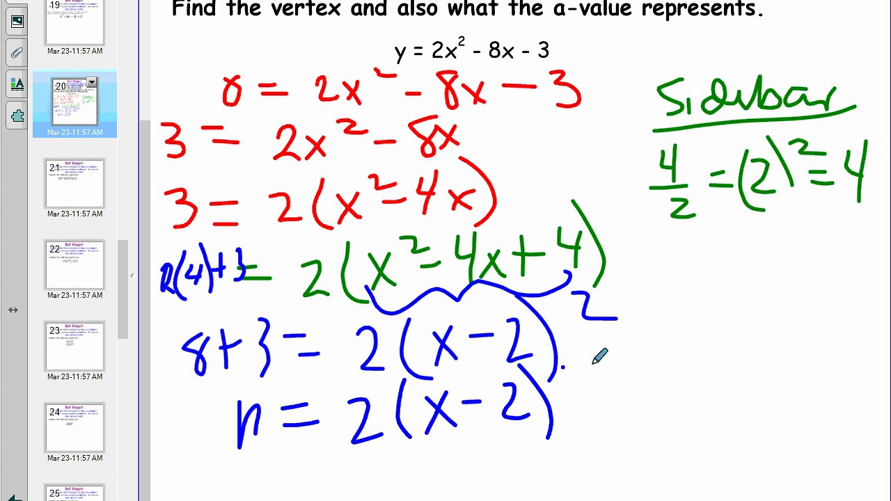 Complete the Square and Find the Vertex - YouTube