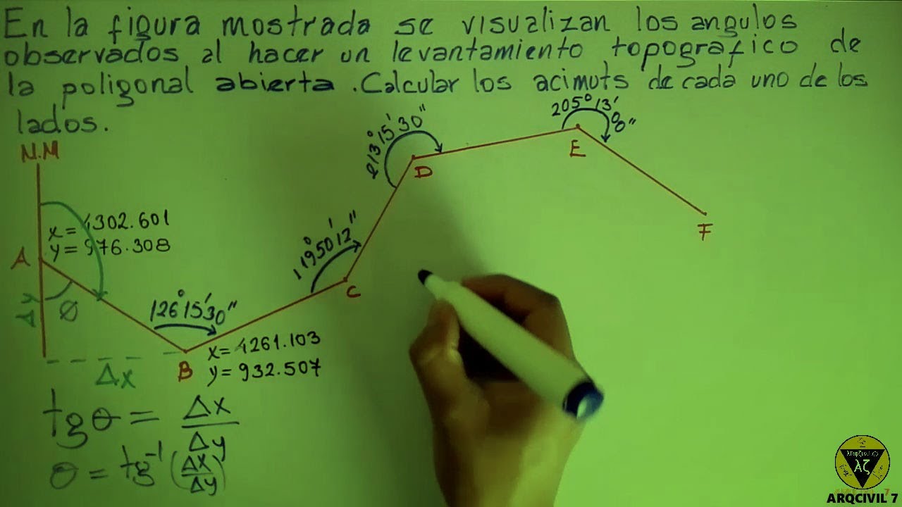 Como Calcular los Azimuts de un Polígono Abierto - YouTube