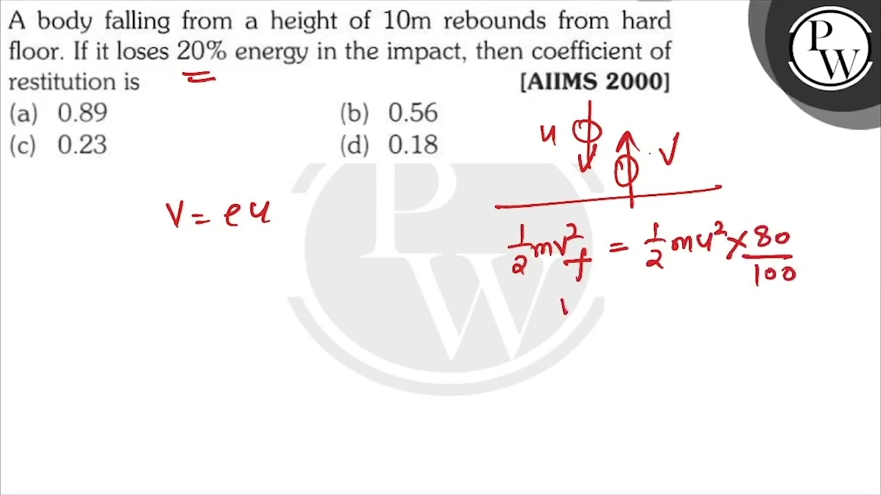 A body falling from a height of \( 10 \mathrm{~m} \) rebounds from hard ...