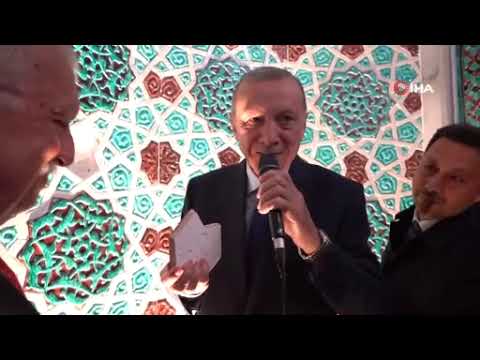 Cumhurbaşkanı Erdoğan, Barbaros Hayrettin Paşa Cami minberine kilit taşını monte etti