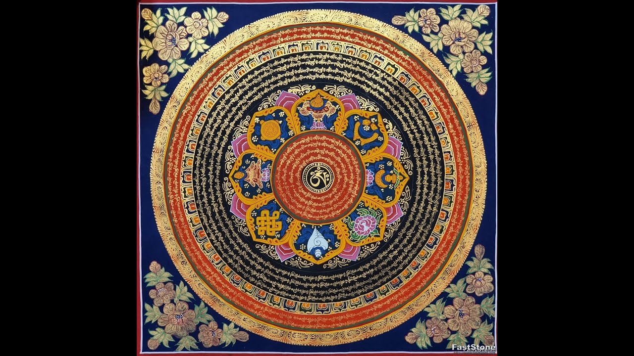 Lukisan Thangka Mandala Asta Mangala Mantra Tibet Handcraft 50cm E1405 ...