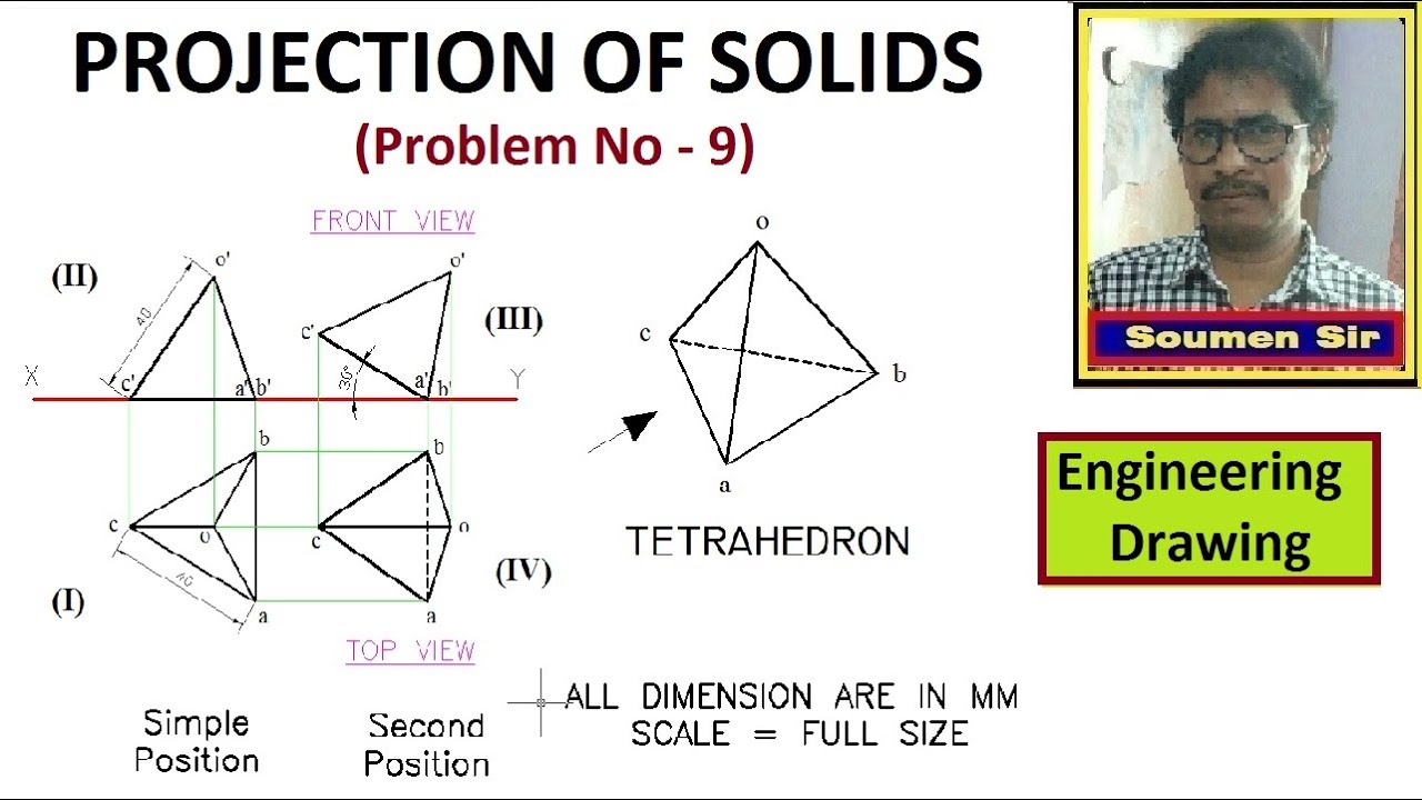 PROJECTION OF SOLIDS Tetrahedron Problem No 9 Tetrahedron Resting projection-of-solids-tetrahedron-problem-no-9-tetrahedron-resting