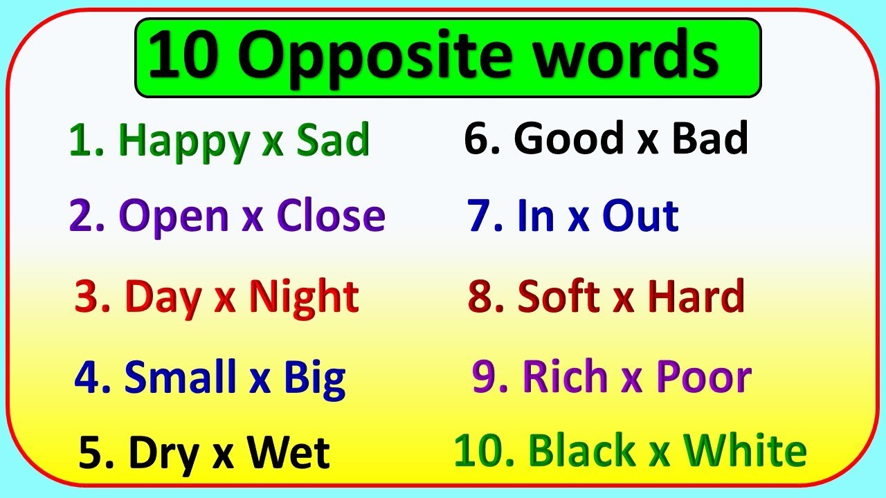 10 opposite words in English|Ten opposite words in English|opposite ...