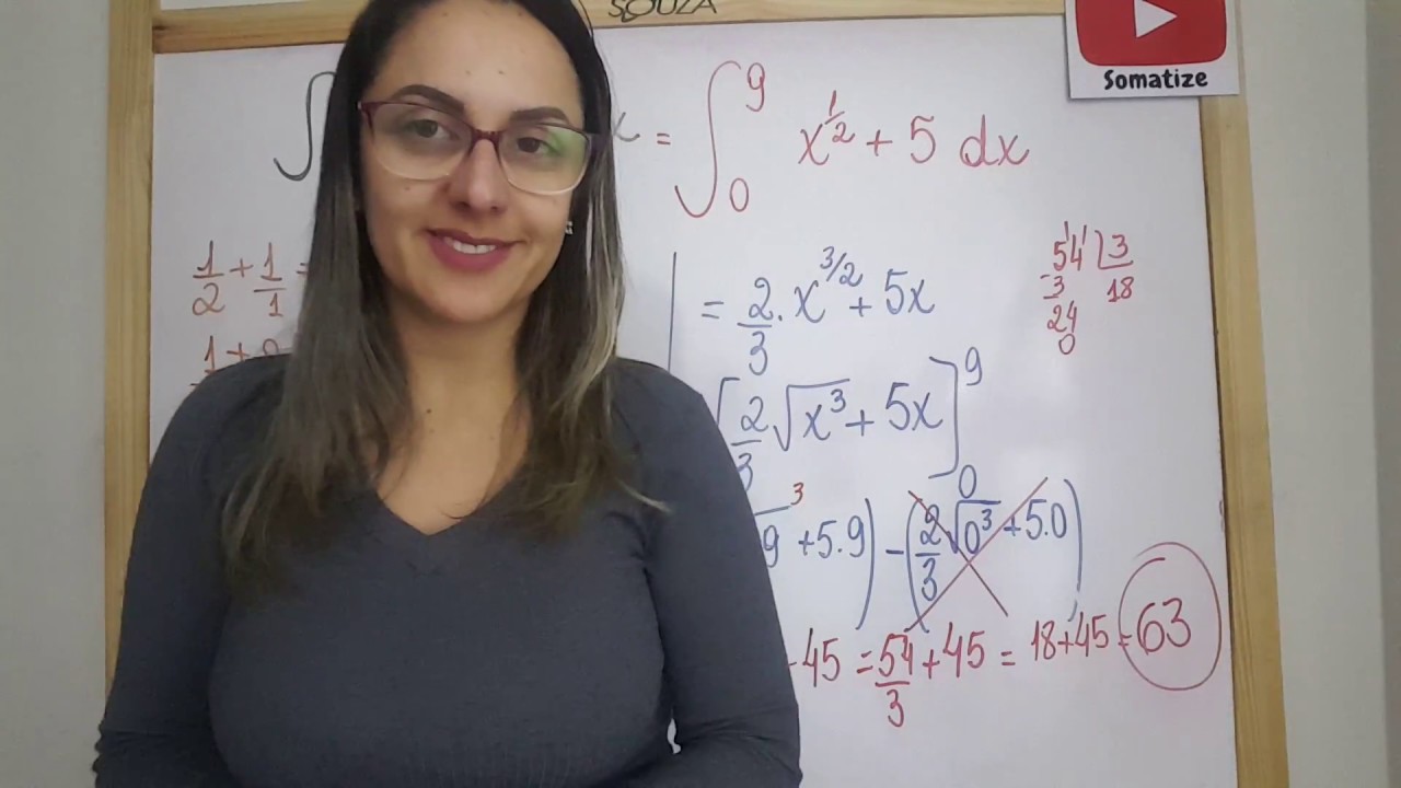 Integral definida - raiz de x +5 - Professora Edna Mendes - YouTube