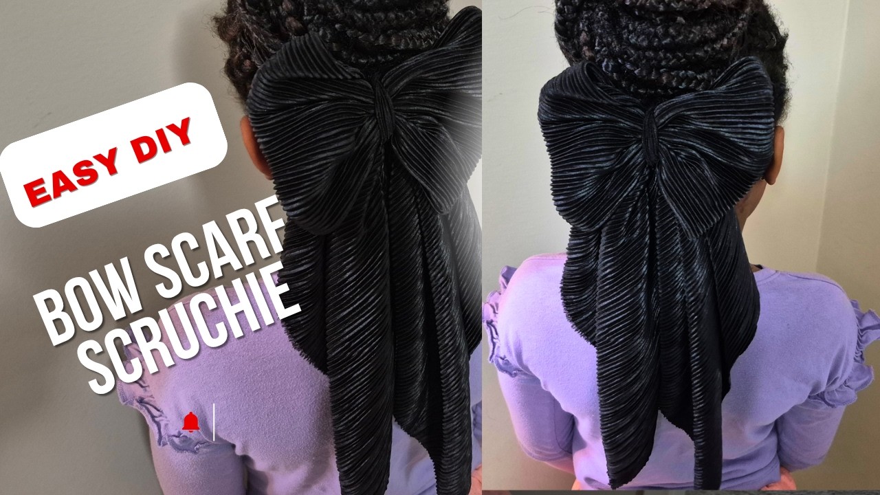 DIY beginner bow scarf scrunchie, How to Make a Bow Scarf Scrunchie at ...