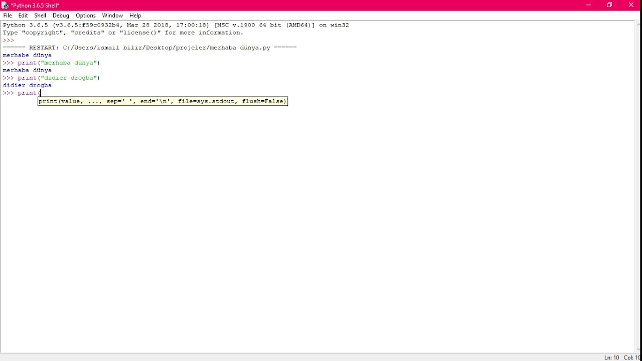 PYTHON DERS #1:KURULUM,MERHABA DÜNYA ve BASİT İŞLEMLER(ORJİNAL İDLE) - YouTube