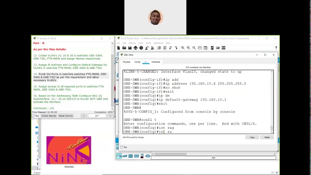 Cisco Packet Tracer - VLAN Configurations, 802.1Q Subinterface Part 6 ...