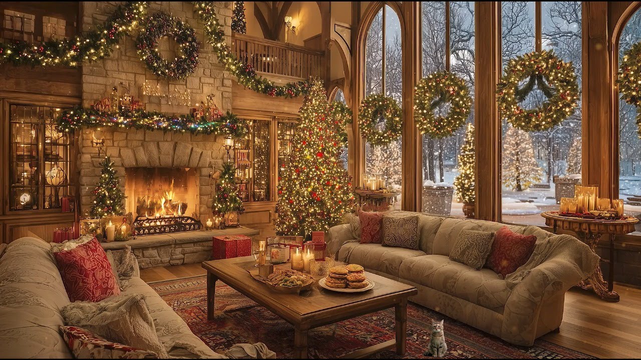 Quiet Christmas Nights ️ Deep Winter Jazz with Peaceful Snowy Café ...