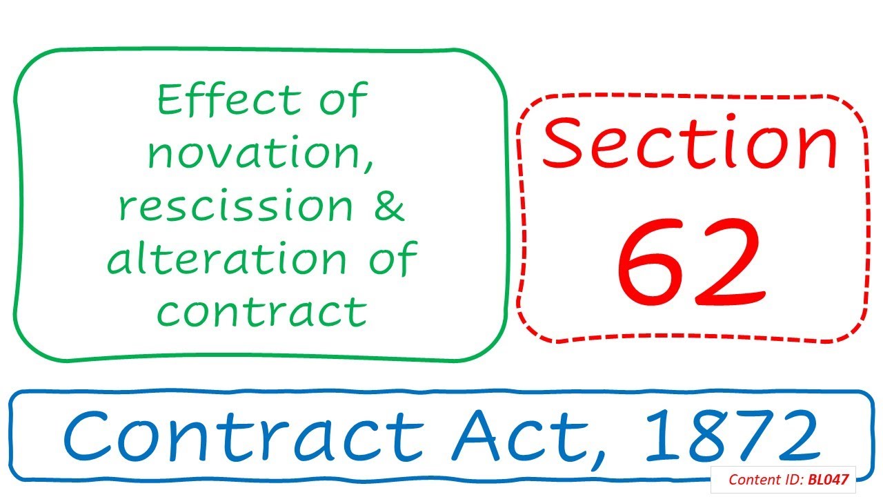 Section 62 Effect of novation, recission and alteration | Contract Act ...
