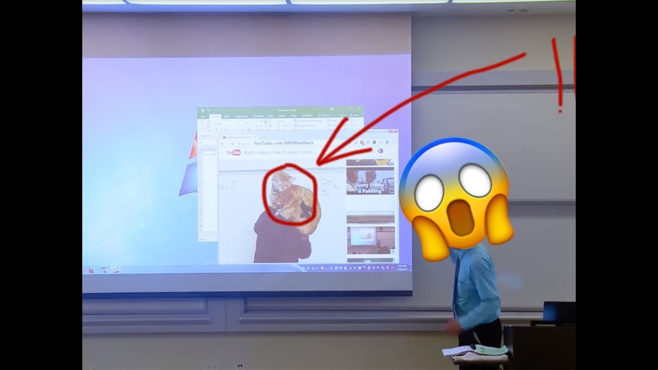 APRIL FOOLS!!! Math Professor Prank Fixes Projector Screen - YouTube