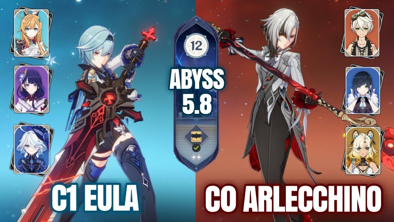 C1 Eula Physical & C0 Arlecchino Vaporize | Spiral Abyss 5.8 Floor 12 ...