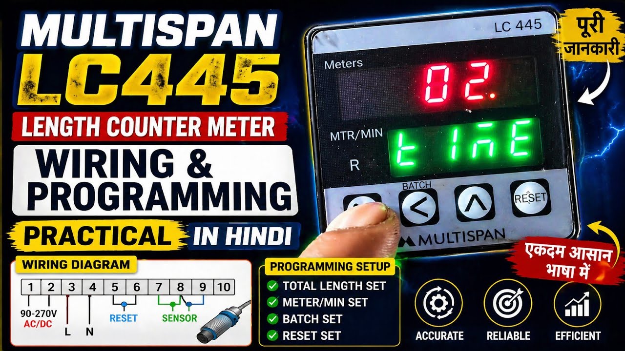 Multispan LC445 Length Counter Meter Wiring & Programming Full Guide ...