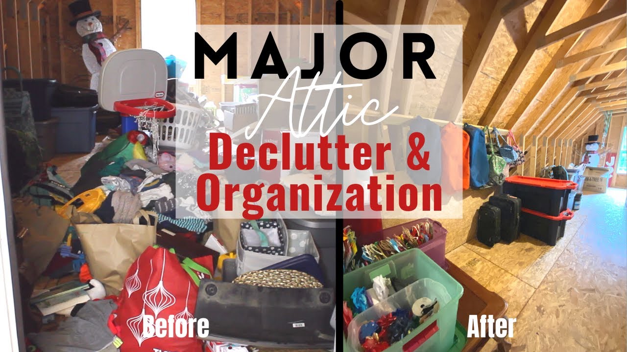 MAJOR ATTIC DECLUTTER & ORGANIZATION | Gift Wrapping Organization - YouTube