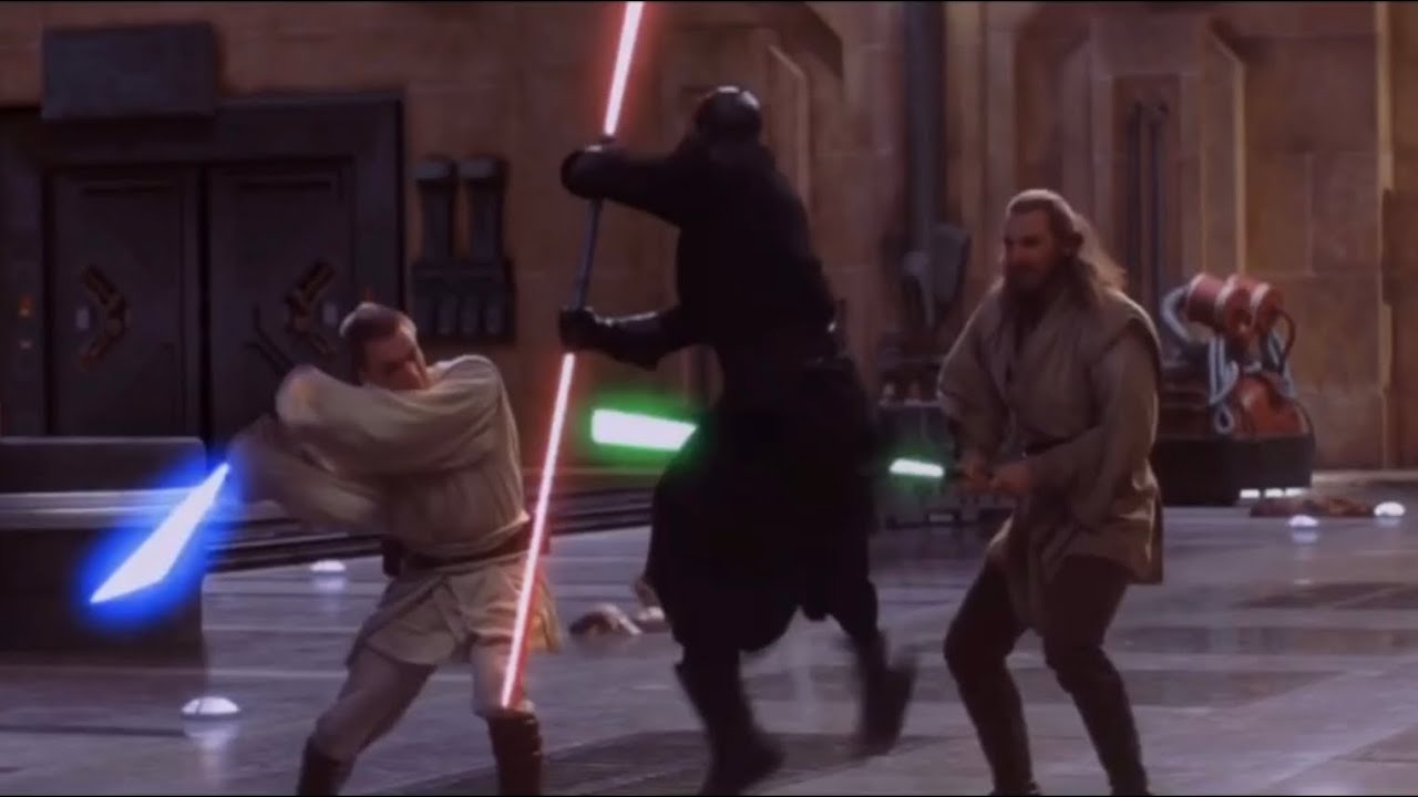 Obi Wan & Qui Gon Jinn Vs Darth Maul | Star Wars: The Phantom Menace ...
