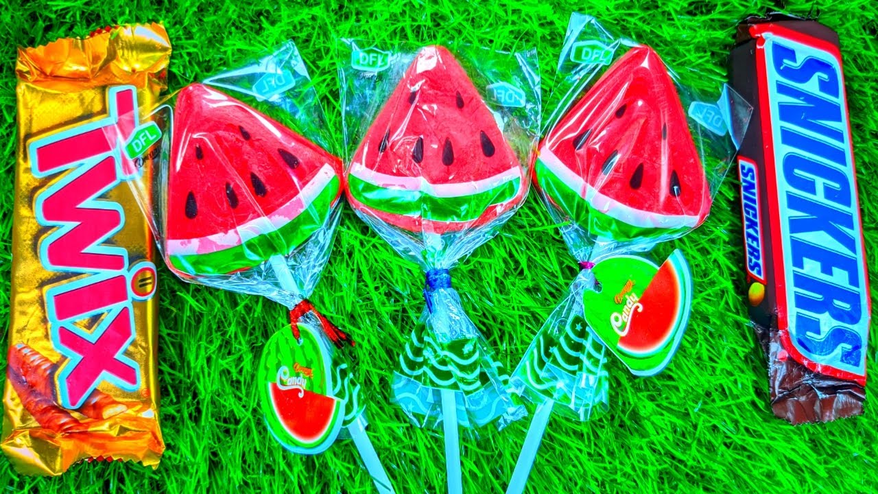 Unpacking🍭Watermelon Lollipops Twix and Snigkers ASMR Video - YouTube