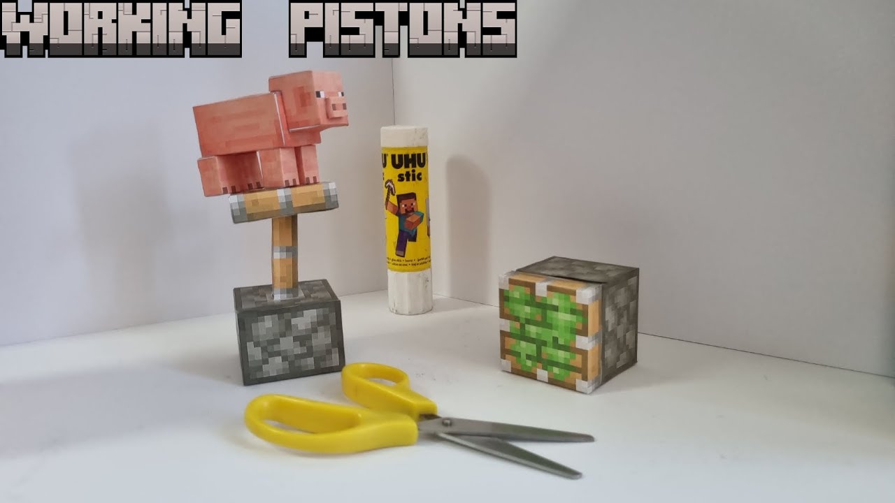 minecraft working pistons from paper - YouTube