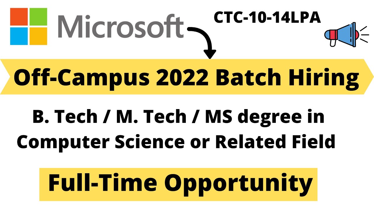 Microsoft Full-Time Job Opportunity | Official for 2022 Batch | How To ...