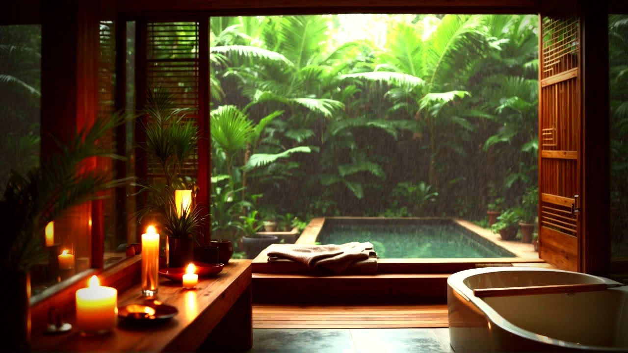 Zen Rainy Day in a Serene Spa - for deep sleep, relaxation, meditation ...