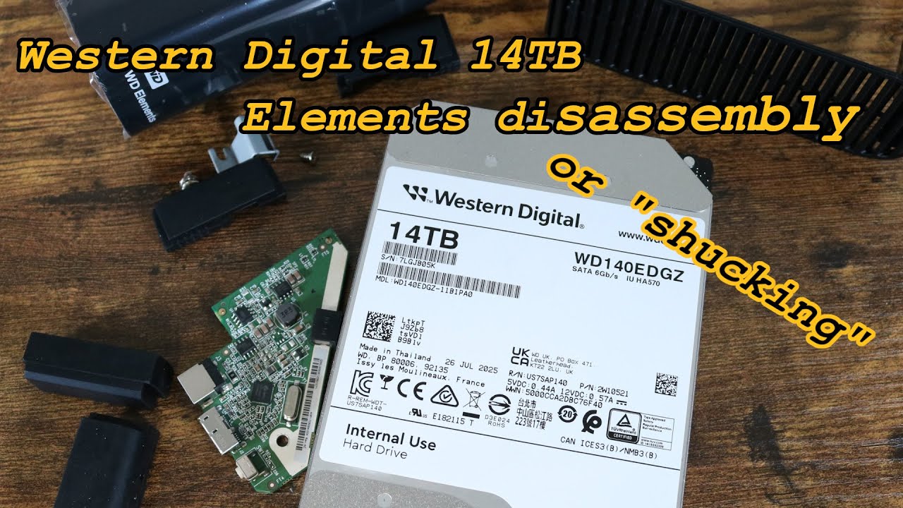 Western Digital 14TB Elements disassembly, AKA "Shucking" - YouTube