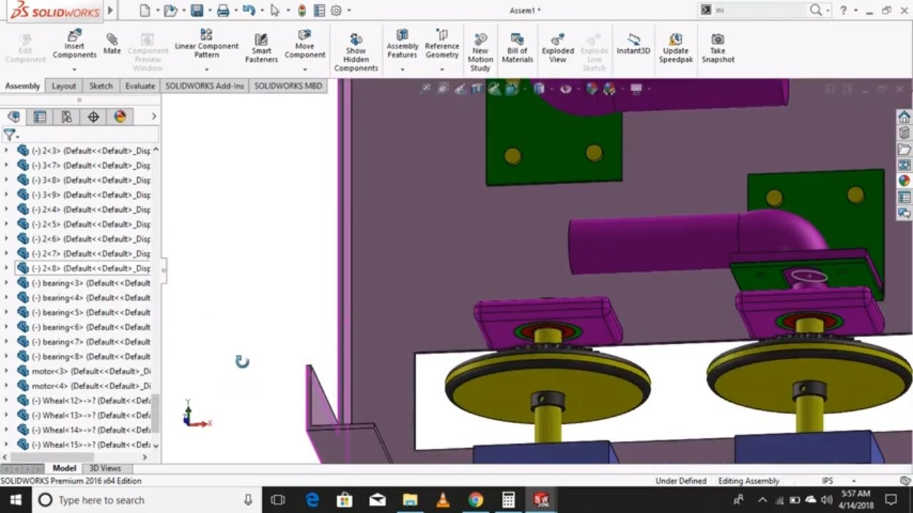 SolidWorks Model of 4 wheel Robot - YouTube