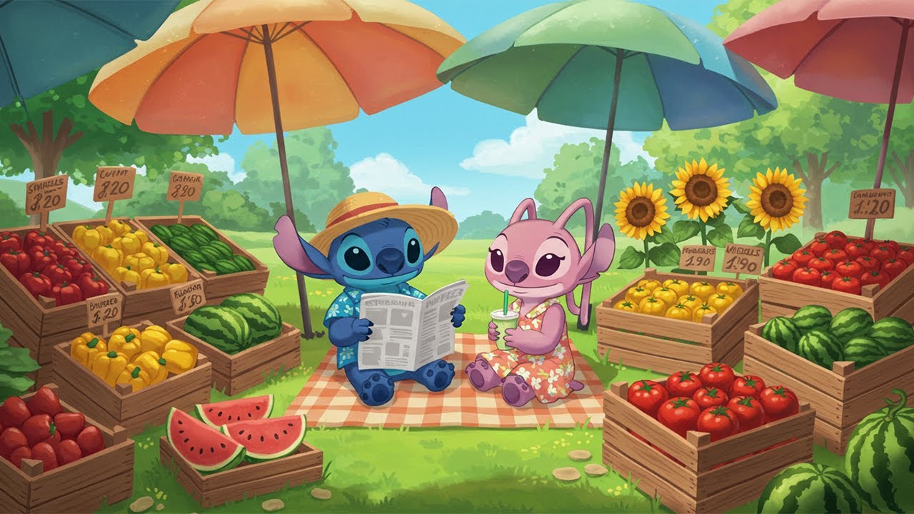 Stitch & Angel Summer Fruit 🌞 Chill Lofi Vibes 🌿 Soft Lofi For Studying ...