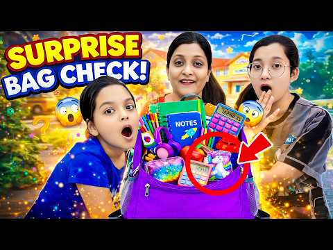 😱 SURPRISE BAG CHECK! 🎒 | Jinni & Dhwani Ke Bag Se Kya Nikla?! 🤯 | Mummy Shocked | Cute Sisters