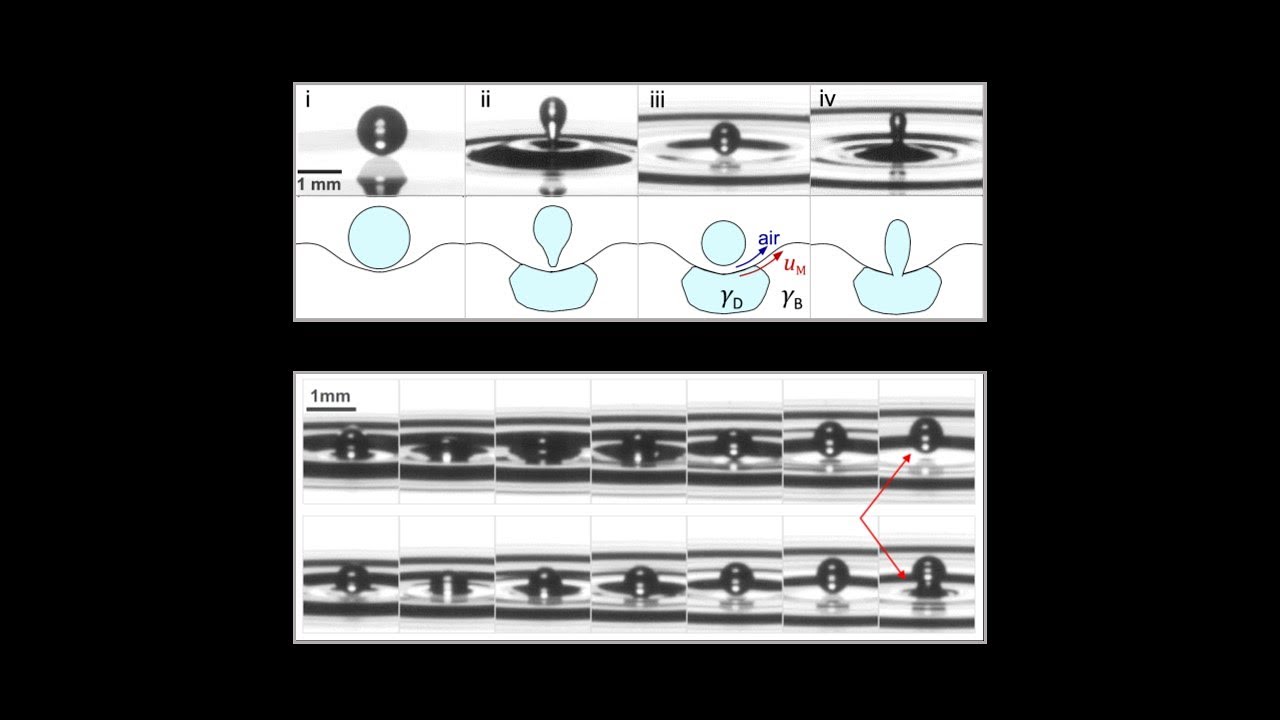 Coalescence cascade of liquid drops 2 - YouTube