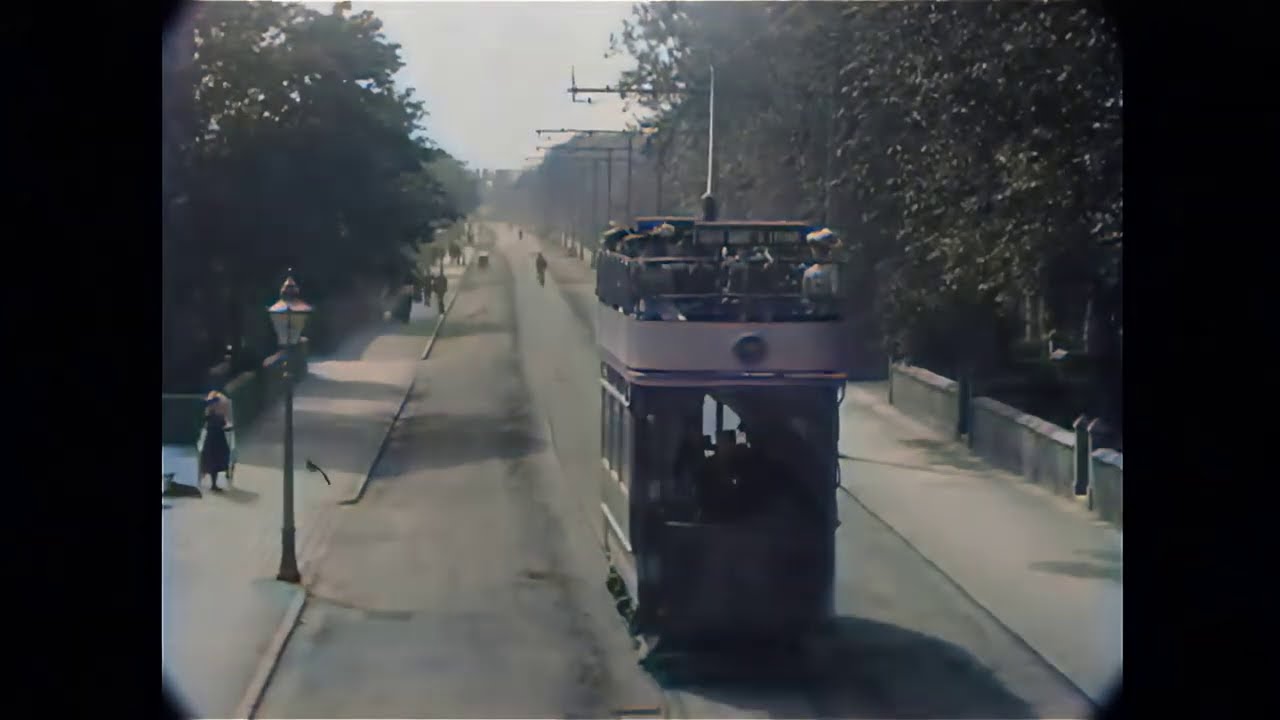AI Colorized | Tour along the new electric tram in Lytham, England ...