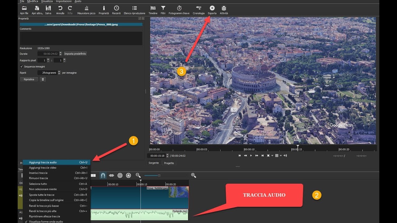 Convertire animazioni di Google Earth Studio in video con Shotcut - YouTube