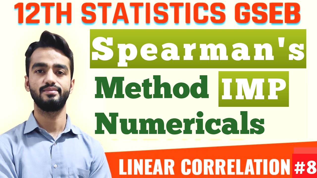 Spearman's Method IMP questions | Ch2 Linear correlation 12 Statistics ...