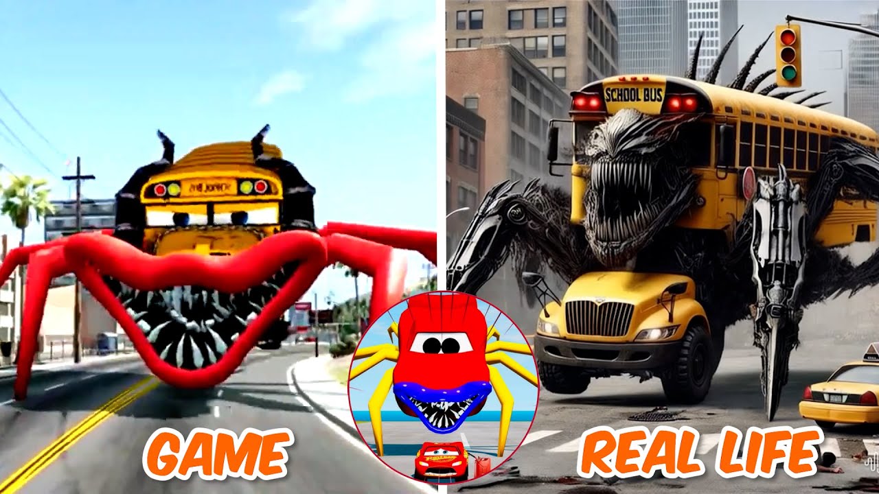 Spider School Bus Head EATER Monster In Real Life | All Eater Monster ...