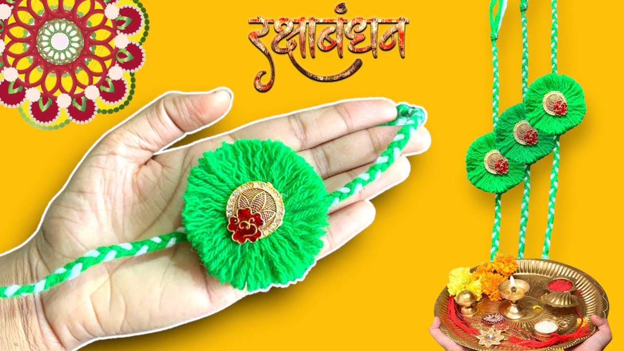 Rakhi making | Rakhi making with wool |Handmade Rakhi | Diy Rakhi ...