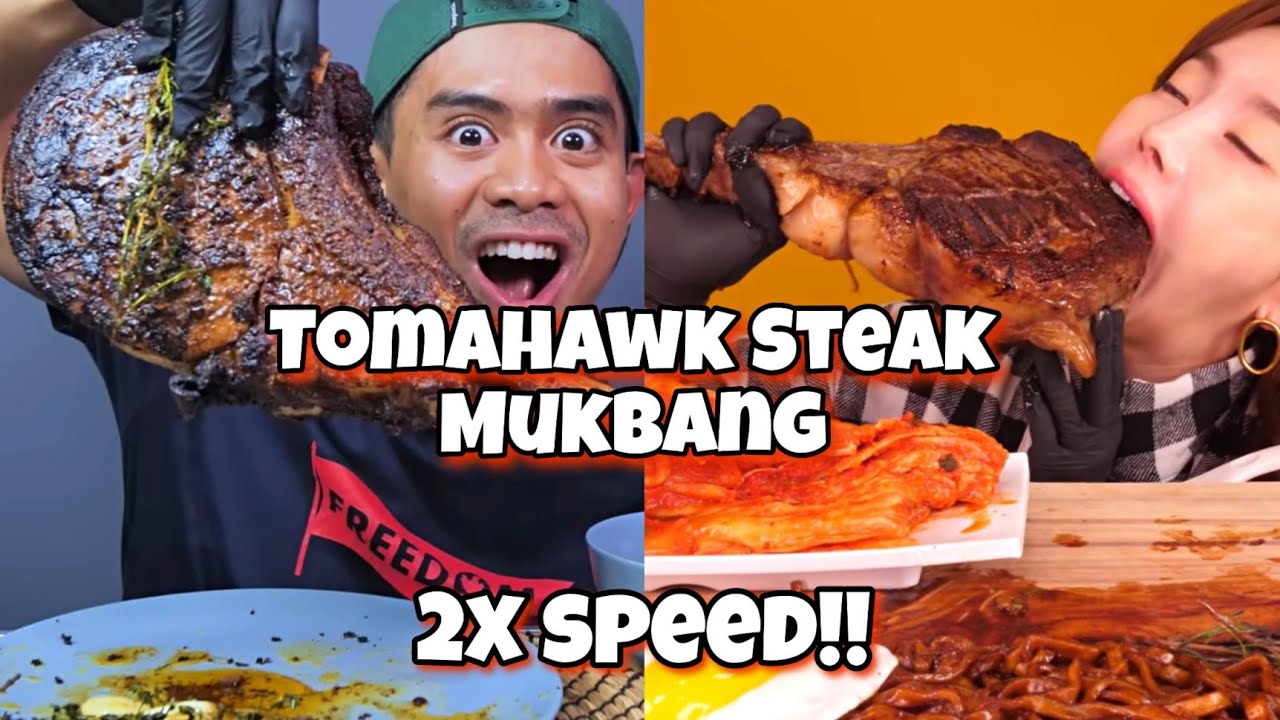 2x speed!!🔥ASMR Tomahawk Steak Eating Mukbang Compilations|Fast Motion Satisfying Eating ...