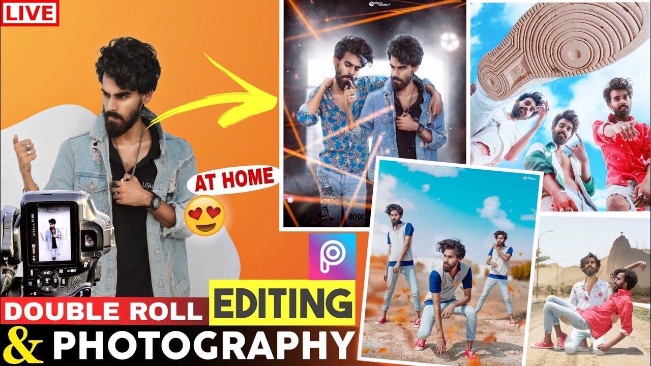 DOUBLE ROLL Photography Ideas at Home & Editing In Picsart 🔥 - YouTube