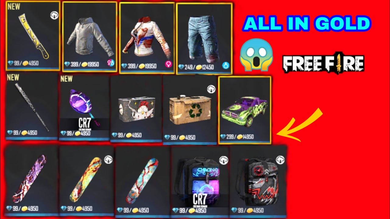 Free Fire Items In Gold - YouTube