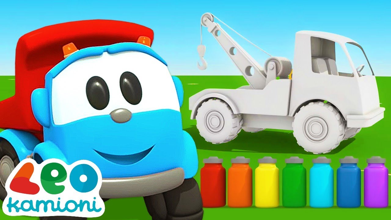 Mësoni ngjyrat me Leo Kamionin. Lyerja e një automjeti në rruge ...