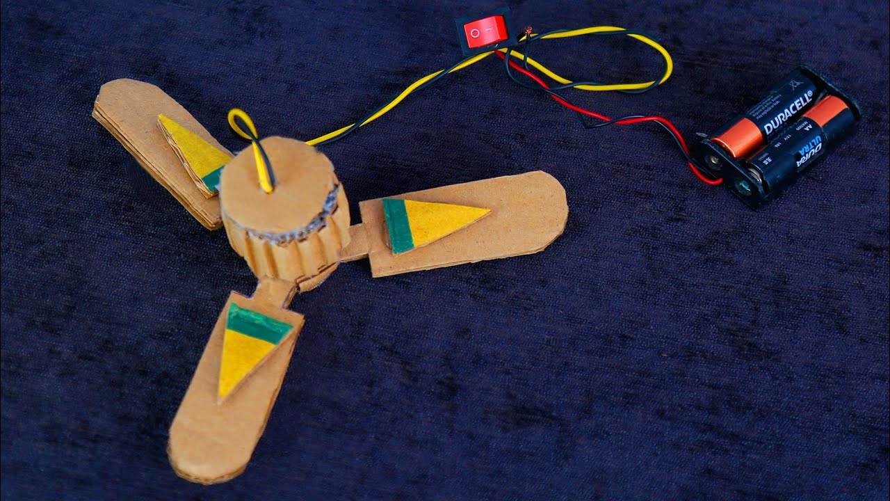 Electrical Fan Science Project Working Model Using Cardboard DC motor ...