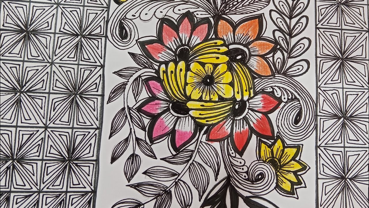 Zentengle art colourful flower ️🍁🌿 - YouTube