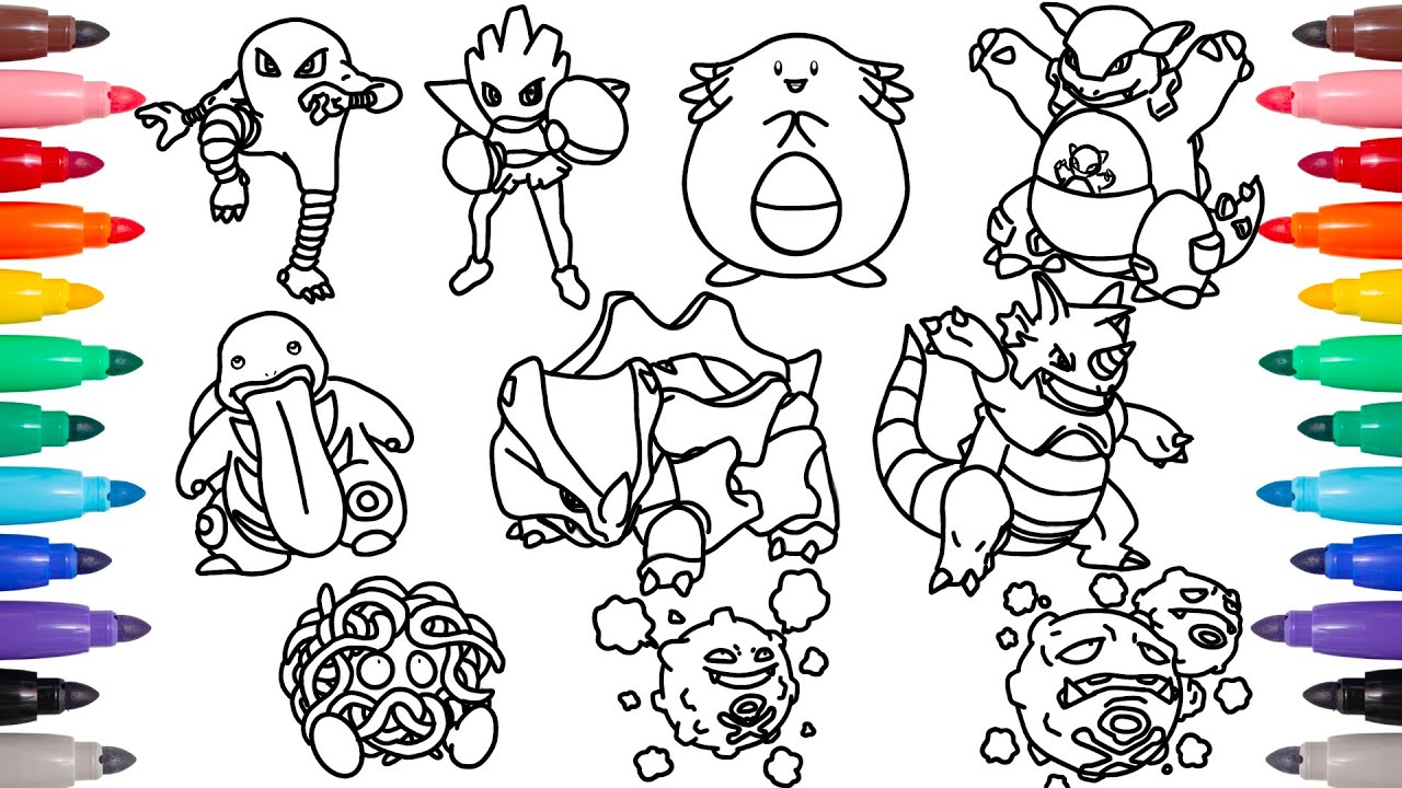 COLORING Pokemon from GEN 1| Pokemon #106 to #115 - YouTube