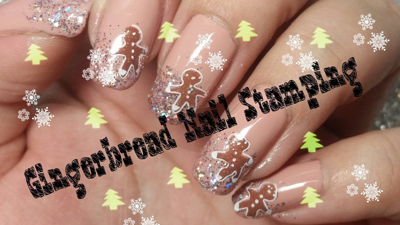 Gingerbread Nail Stamping - YouTube