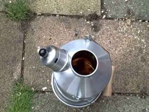 Wood pellets in a kelly kettle / ghillie kettle / storm kettle ...