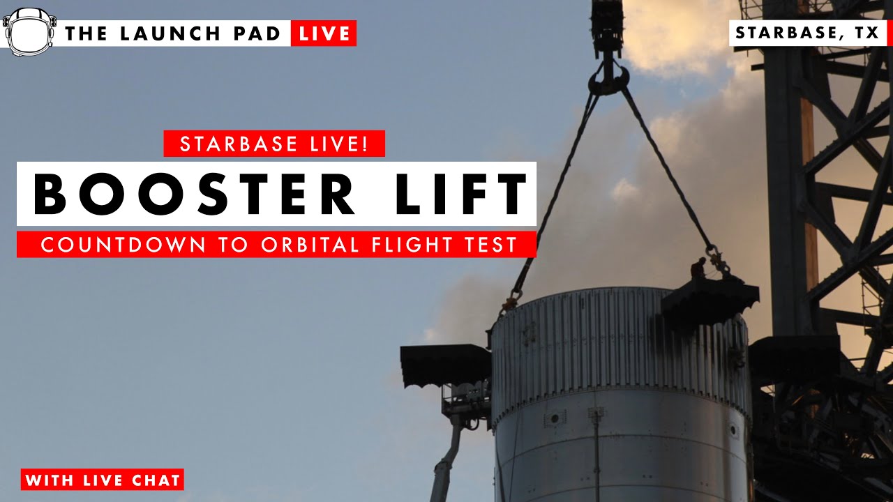 LIVE! Booster 4 Lift onto OTP - YouTube