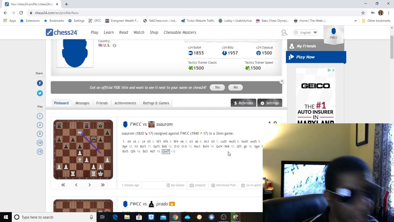 MY CHESS24 JOURNEY TO 2000 6 WINS IN A ROW 3+0 PT.1 - YouTube