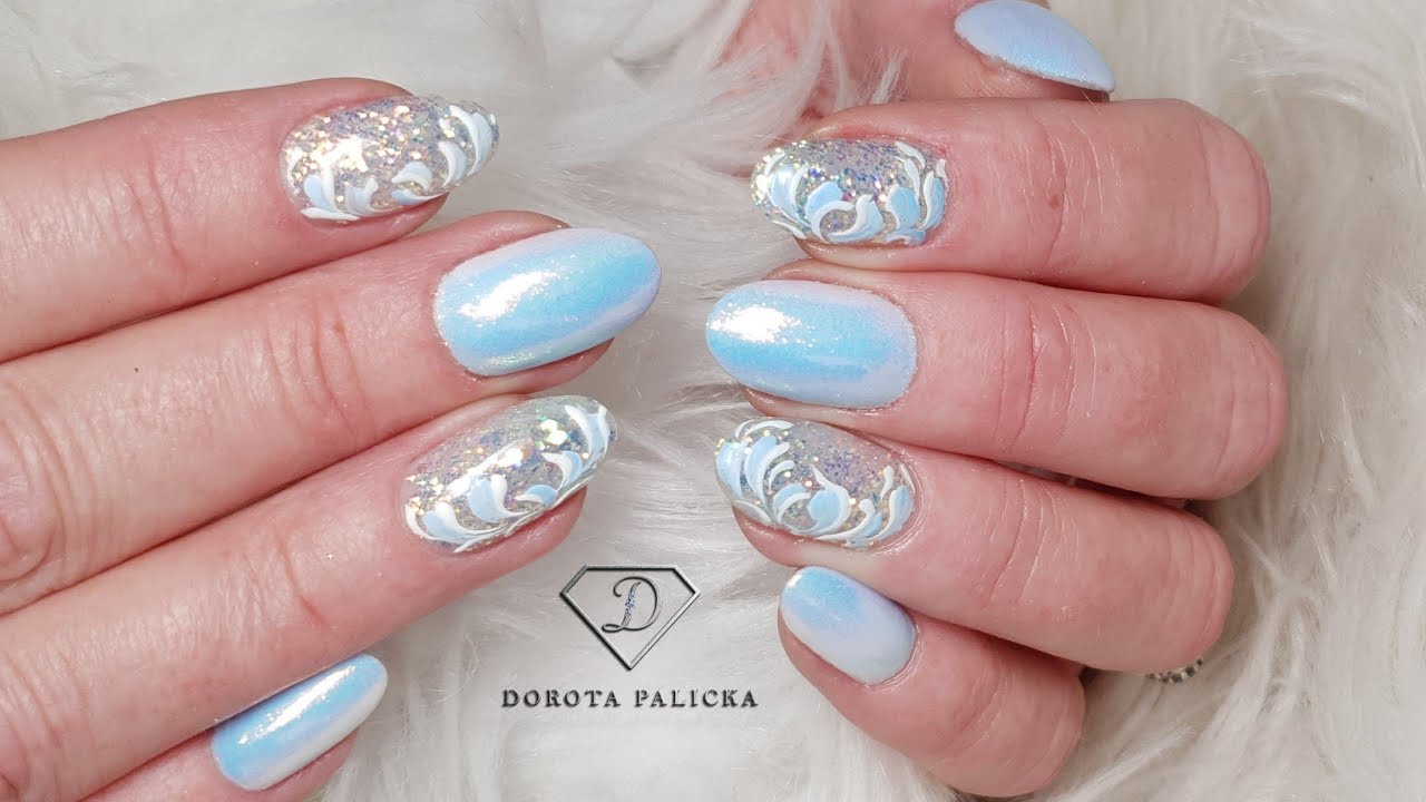 Blue Winter Nails, Gel rebalance with glitter encapsulation and free ...