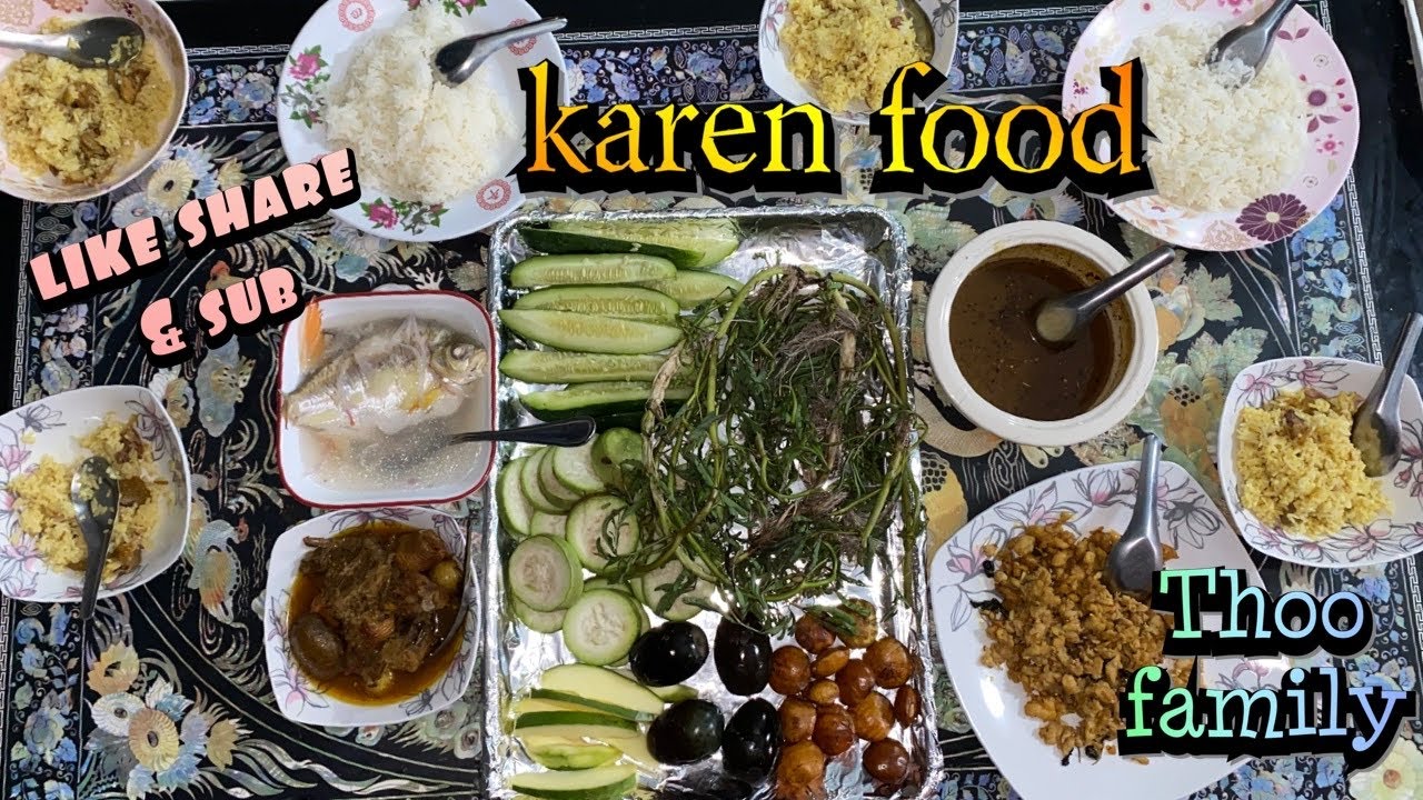 Karen food~Eating Karen original food~fish paste~Karen vegetables - YouTube